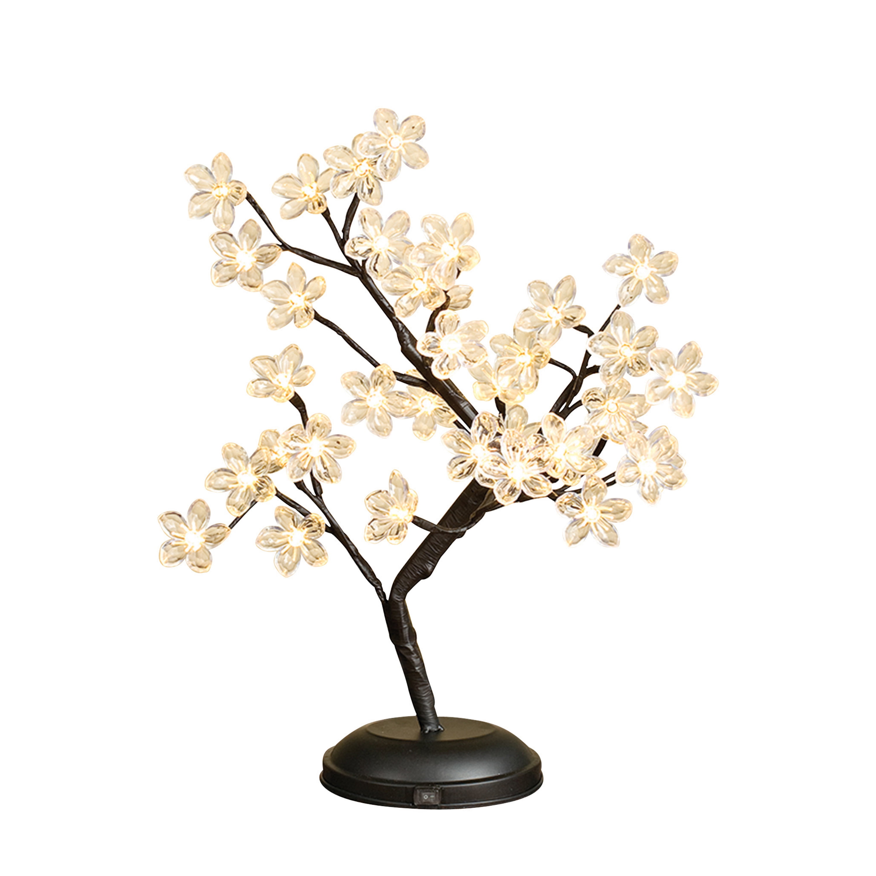 18-Inch Tall Indoor/Outdoor, Battery-Operated Bonsai Flower Tree with ...