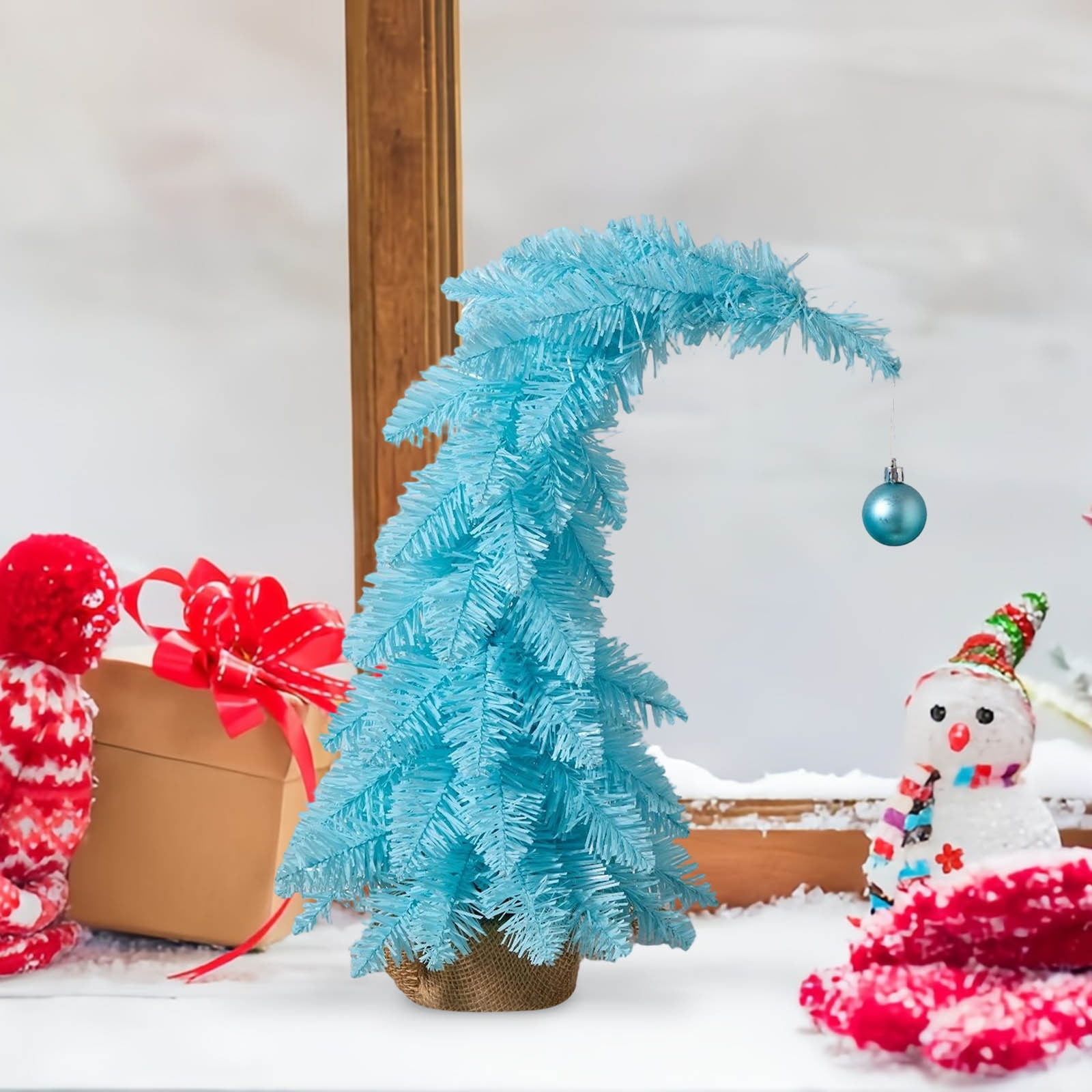 18 Inch Tilted Top Christmas Tree Unique Leaning Tree Design Snow ...
