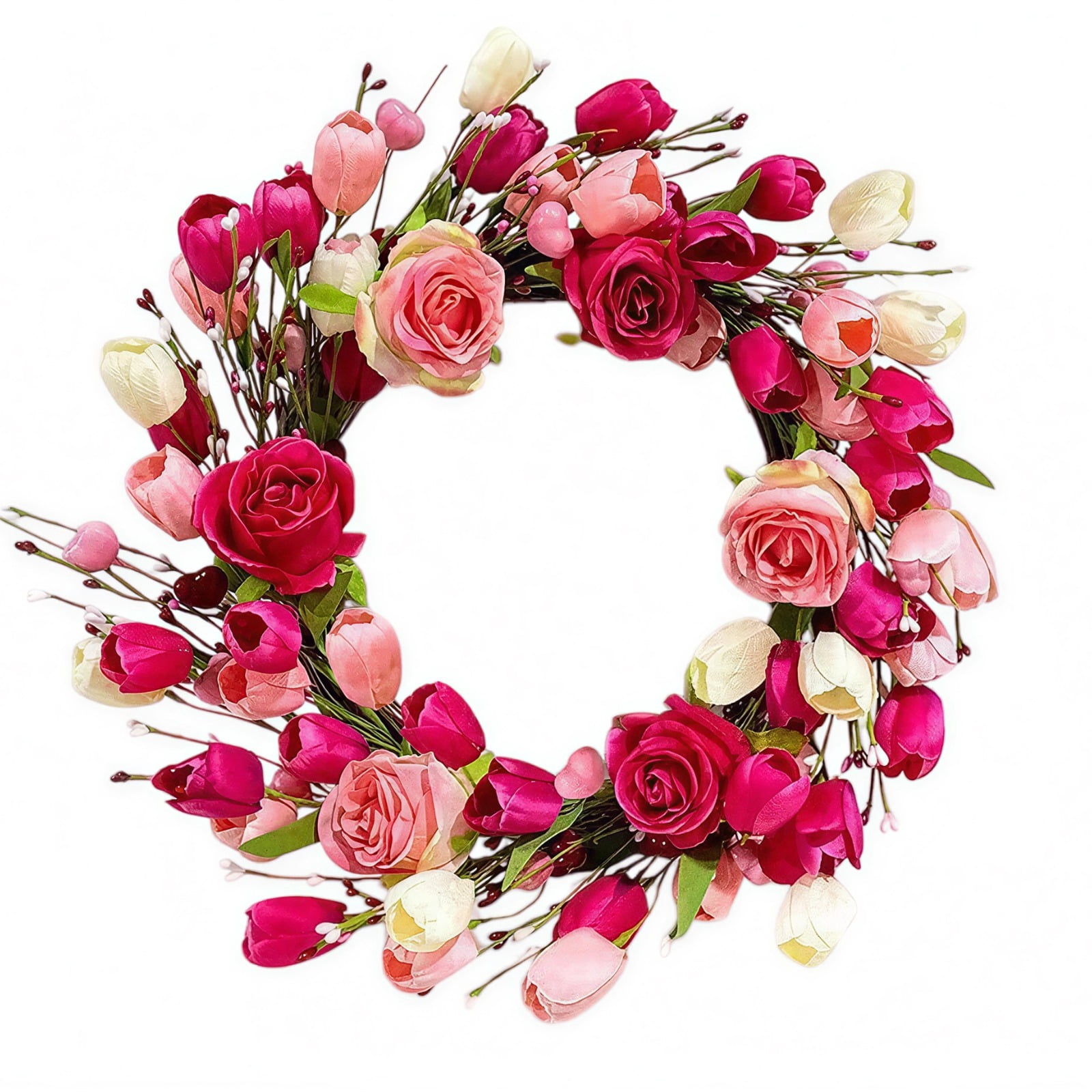 18 Inch Valentines Day Wreath for Front Door, Realistic Artificial ...