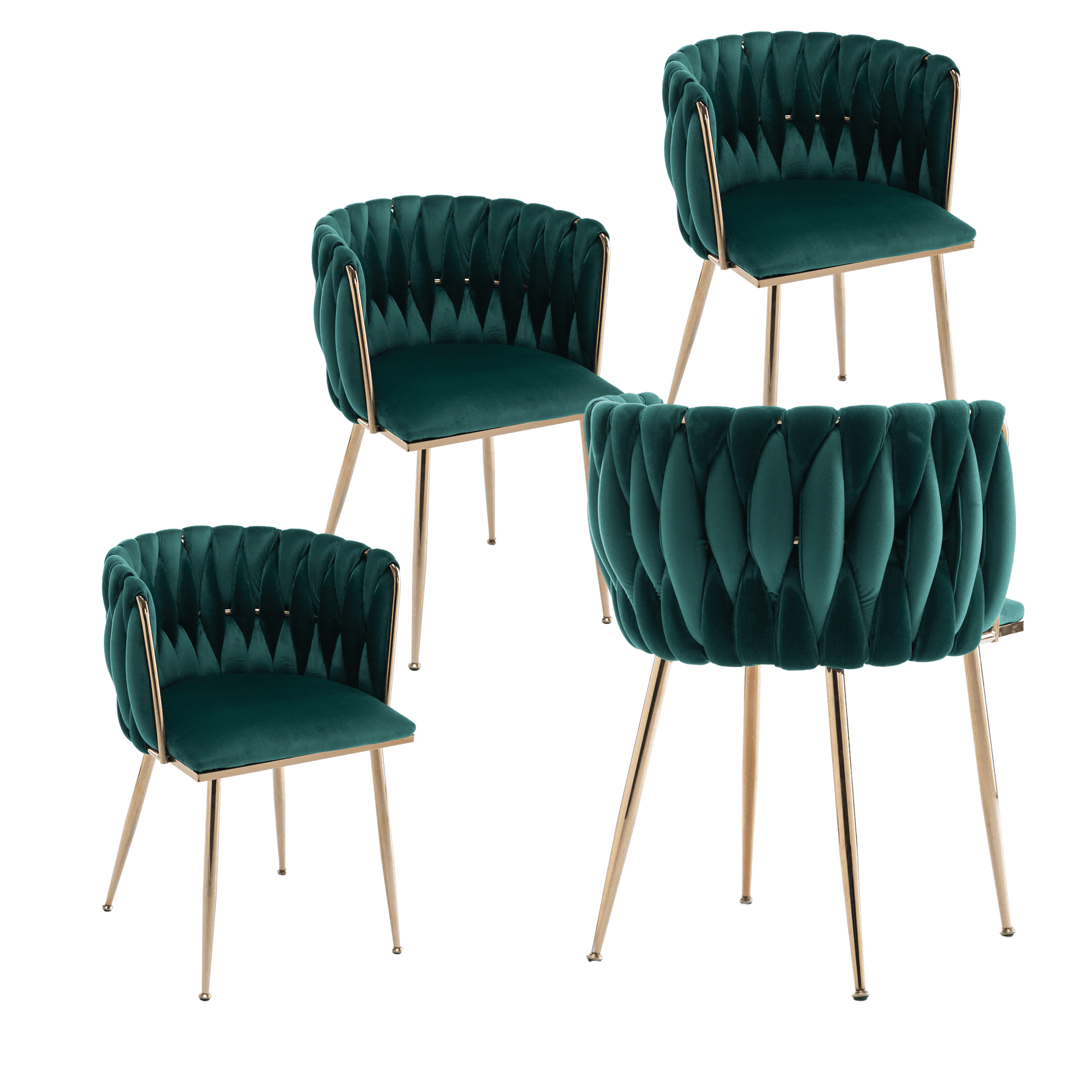 18 Inch Velvet Dining Chairs, Modern Dining Chair with Golden Metal ...