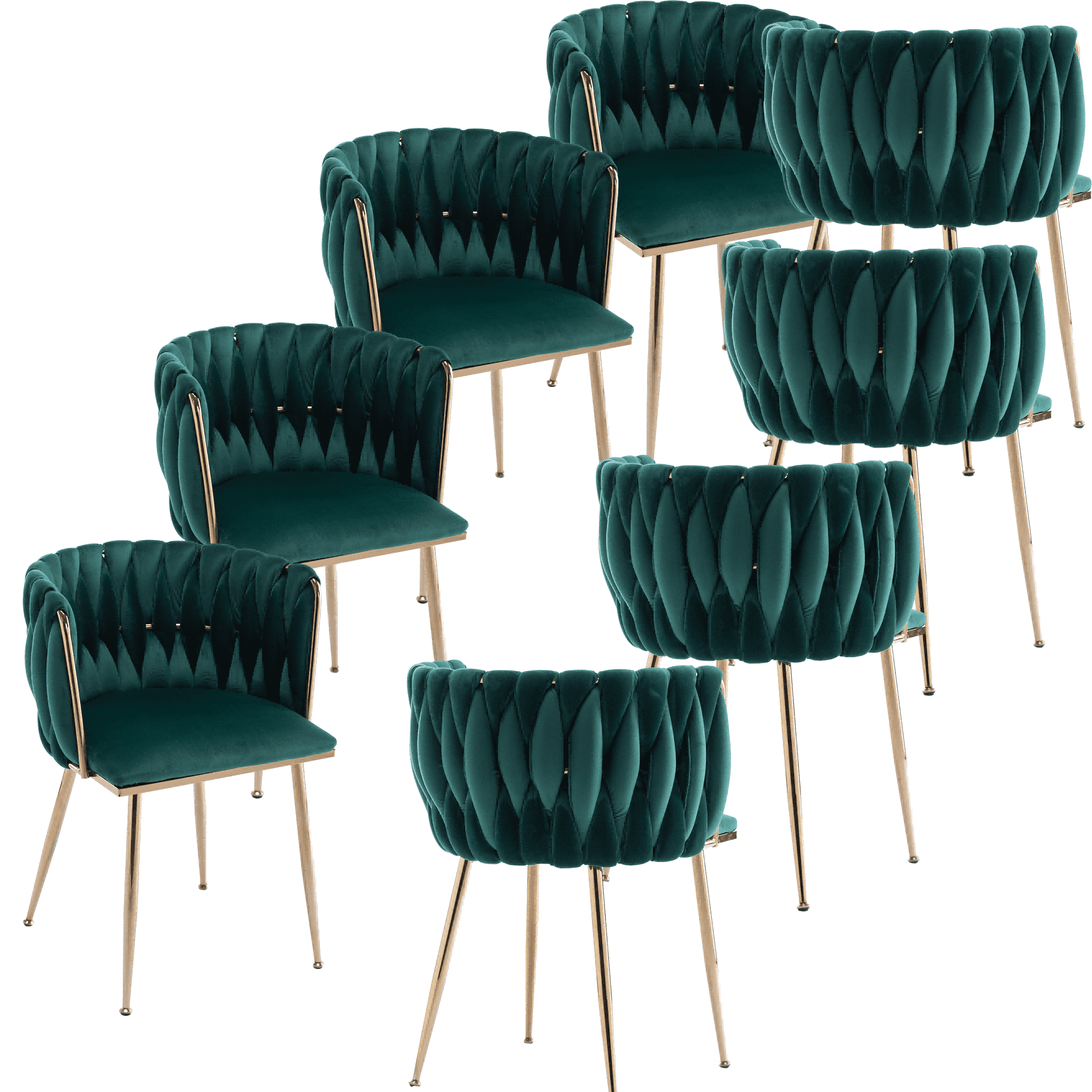 18 Inch Velvet Dining Chairs, Modern Dining Chair with Golden Metal ...