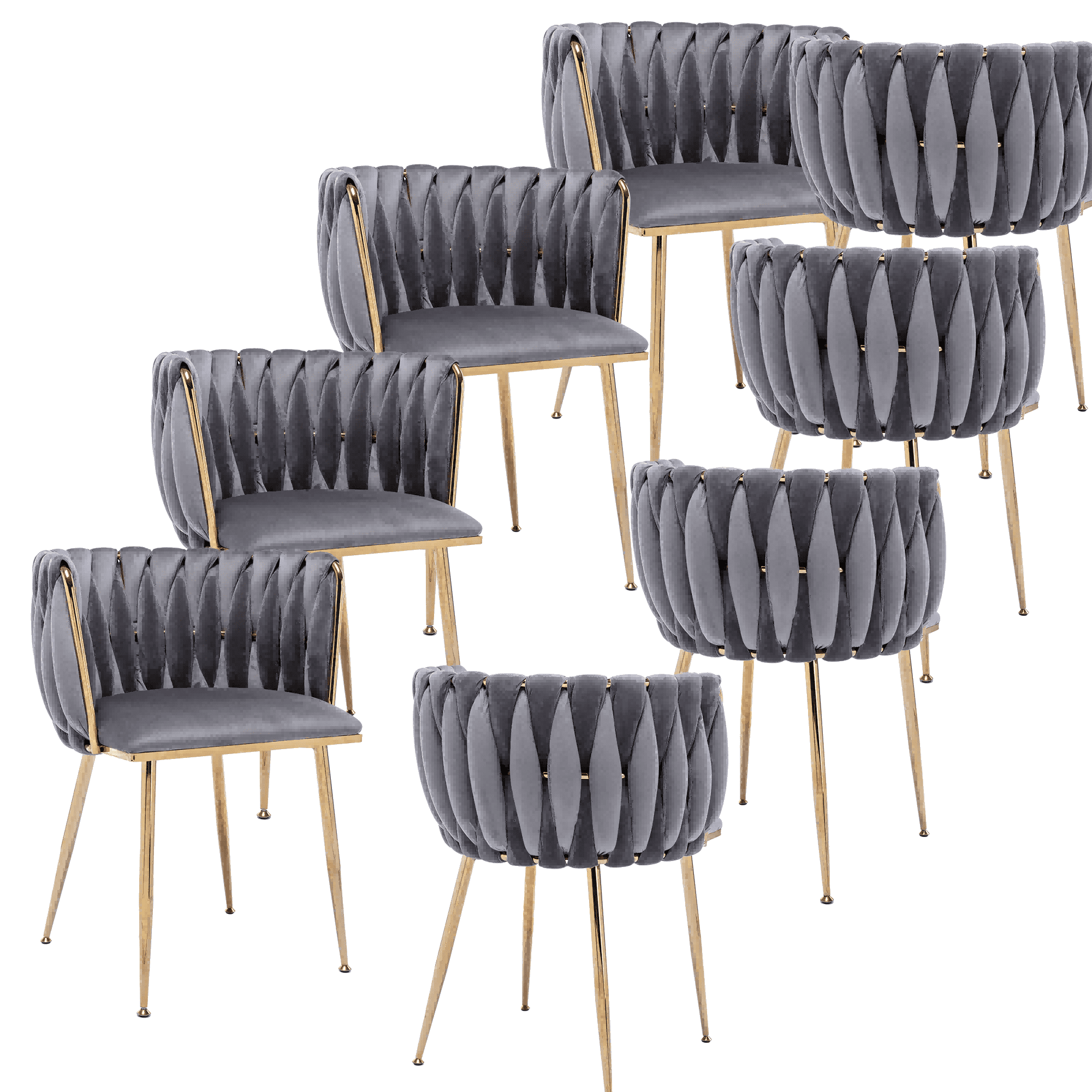 18 Inch Velvet Dining Chairs, Modern Dining Chair with Golden Metal ...