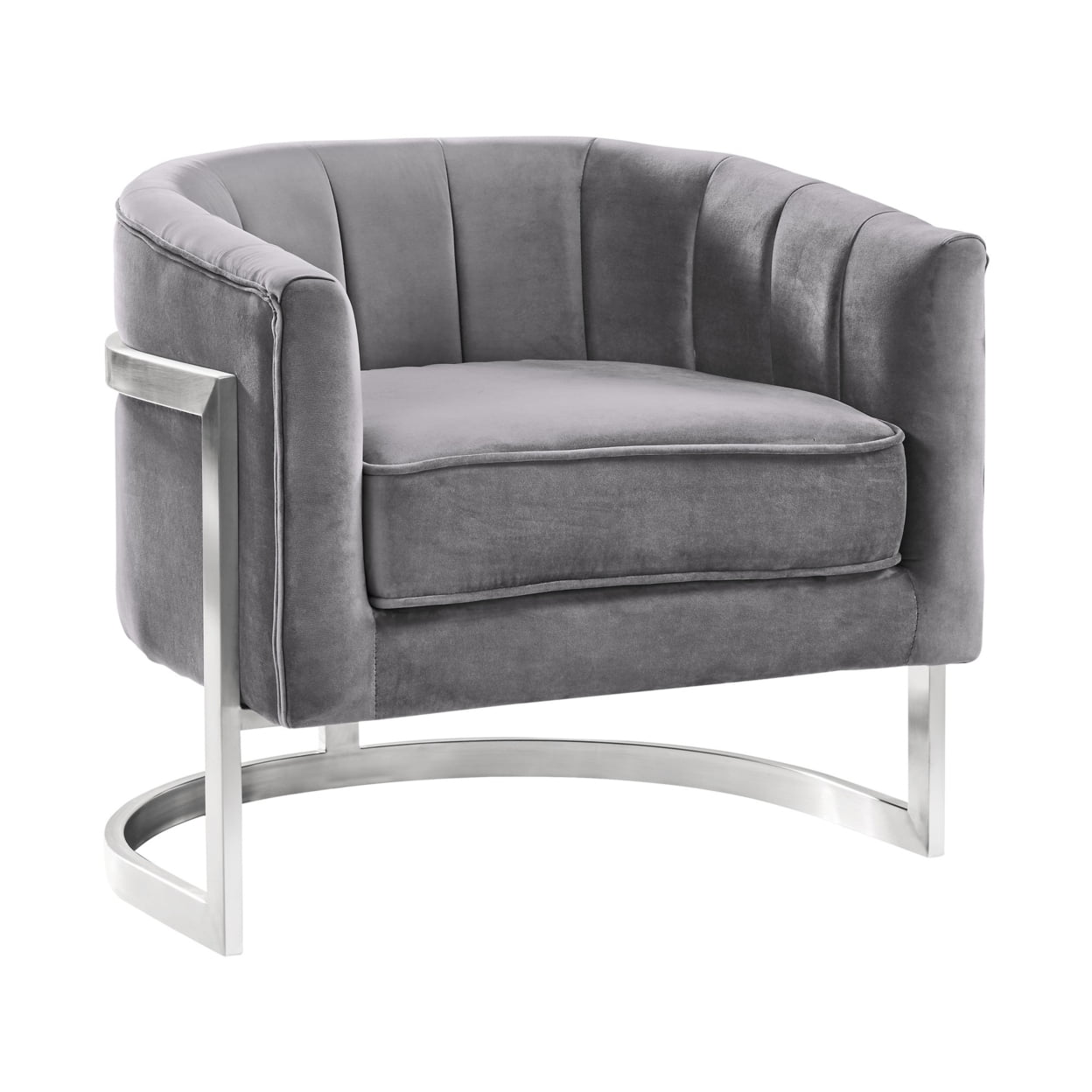 18 Inch Velvet Upholstered Curved Modern Accent Chair, Gray- Saltoro ...