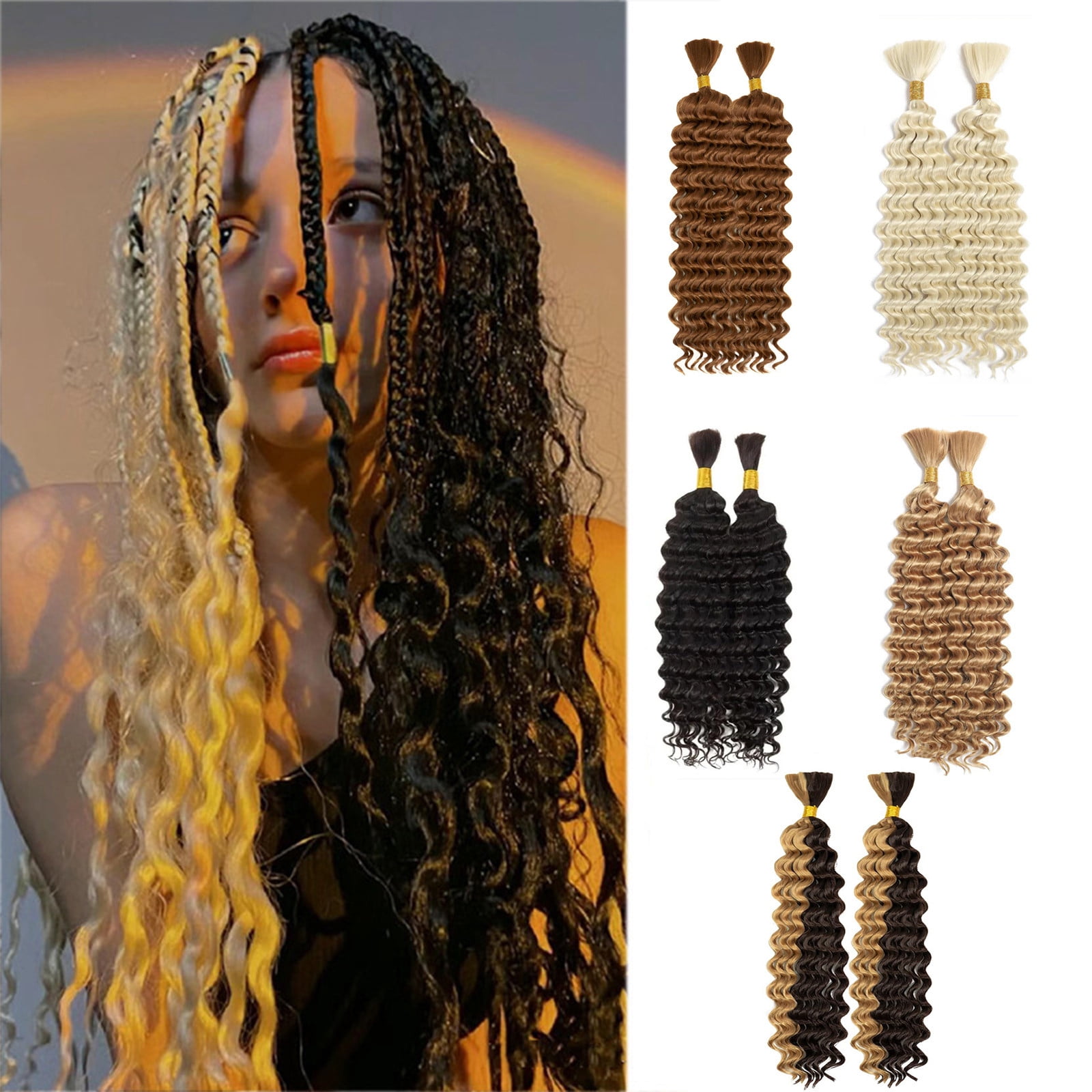 18-Inch Wavy Human Hair Extensions for Braiding160g Brown Braiding Hair ...