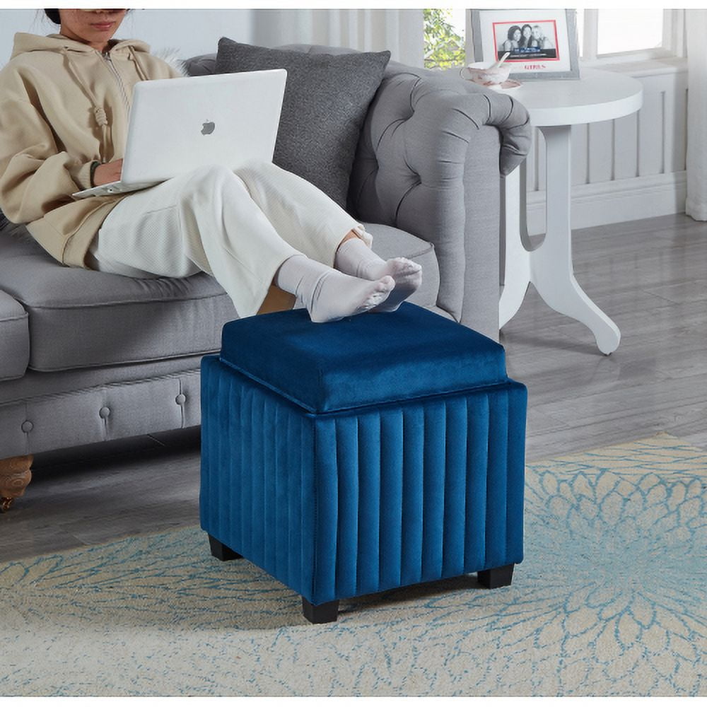 18 Inch Wide Contemporary Square CubeStorage Ottoman Bench, Storage ...