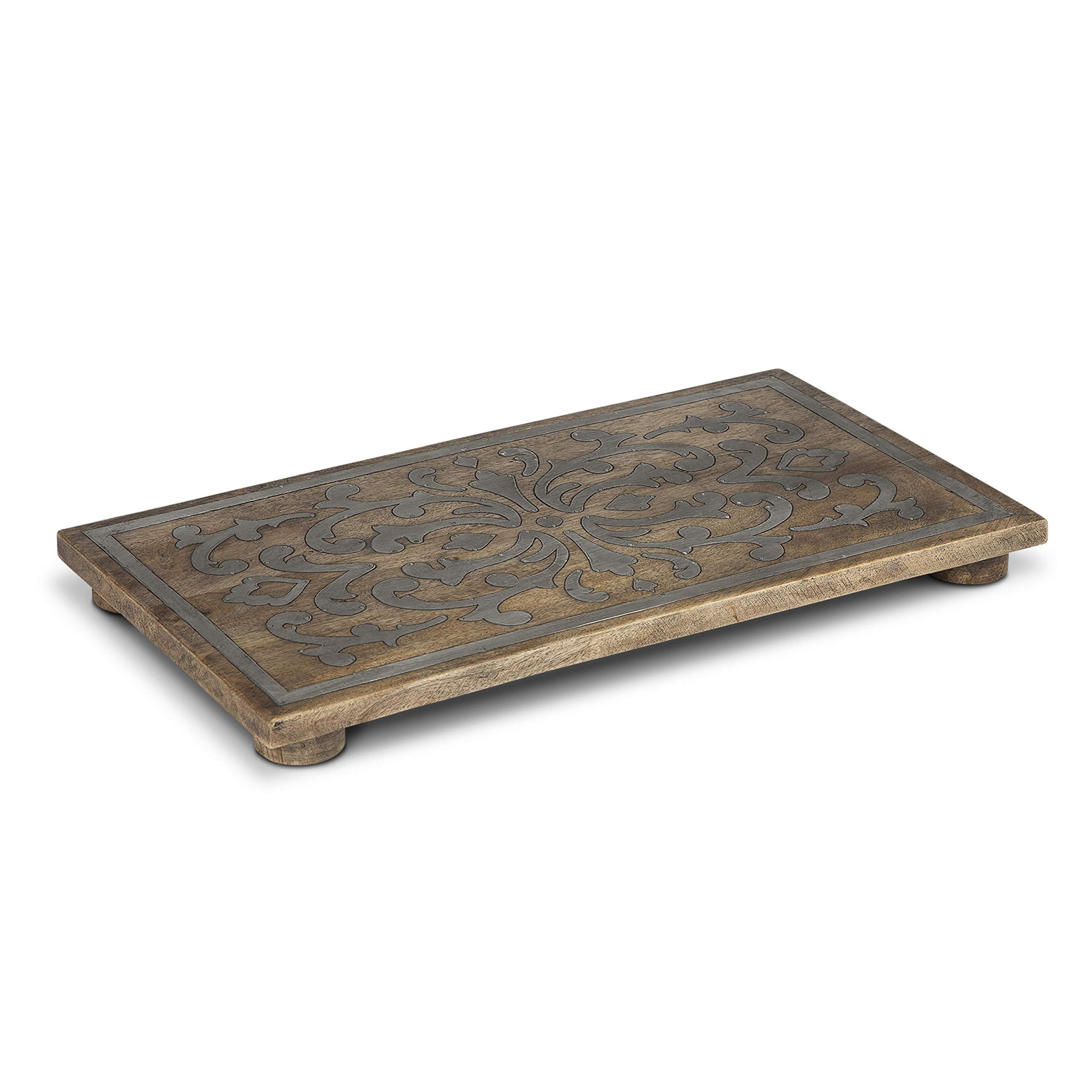 18-Inch Wood and Metal Inlay Heritage Collection Rectangular Trivet ...