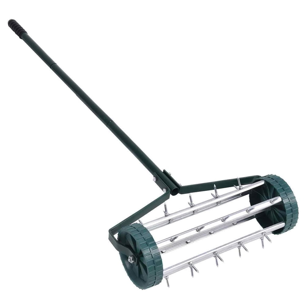 18-Inch Yard Rotary Push Tine, Rolling Lawn Aerator, Heavy Duty Spike ...