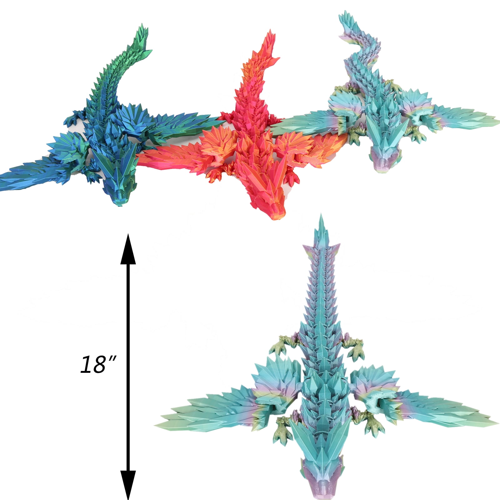 18 Inches 3D Printed Dragon Dragon Fidget Toys, Full Articulated ...