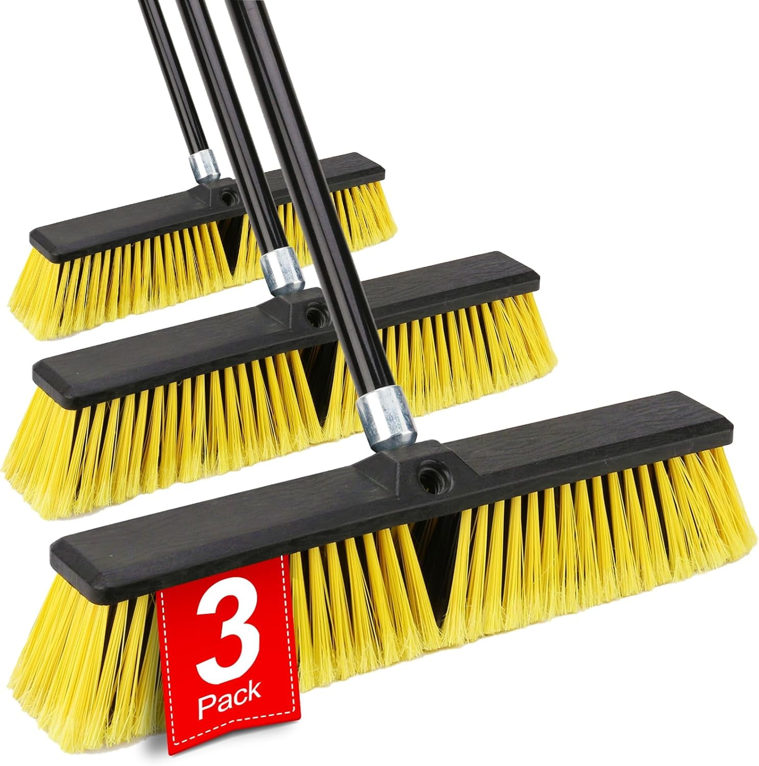 18 Inches Push Broom Outdoor- Heavy Duty Broom with 63" Long Handle for ...
