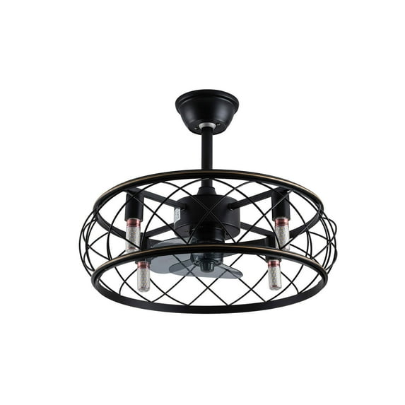 18" Industrial/Rustic Caged Ceiling Fan Light W/Remote Control ...