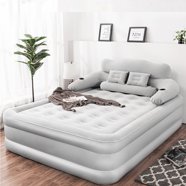 "iDOO 18"" Queen Size Air Mattress with Built-in Pump & Headboard" - Walmart.com