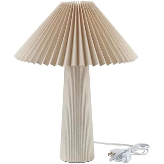18" Ivory Pleated Shade Ribbed Ceramic Table Lamp – Modern Minimalist ...