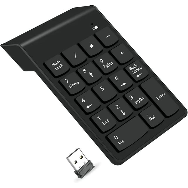 18 Keys Numeric Keypad with 2.4G Mini USB Receiver,Portable Numpad Financial Accounting Number ...