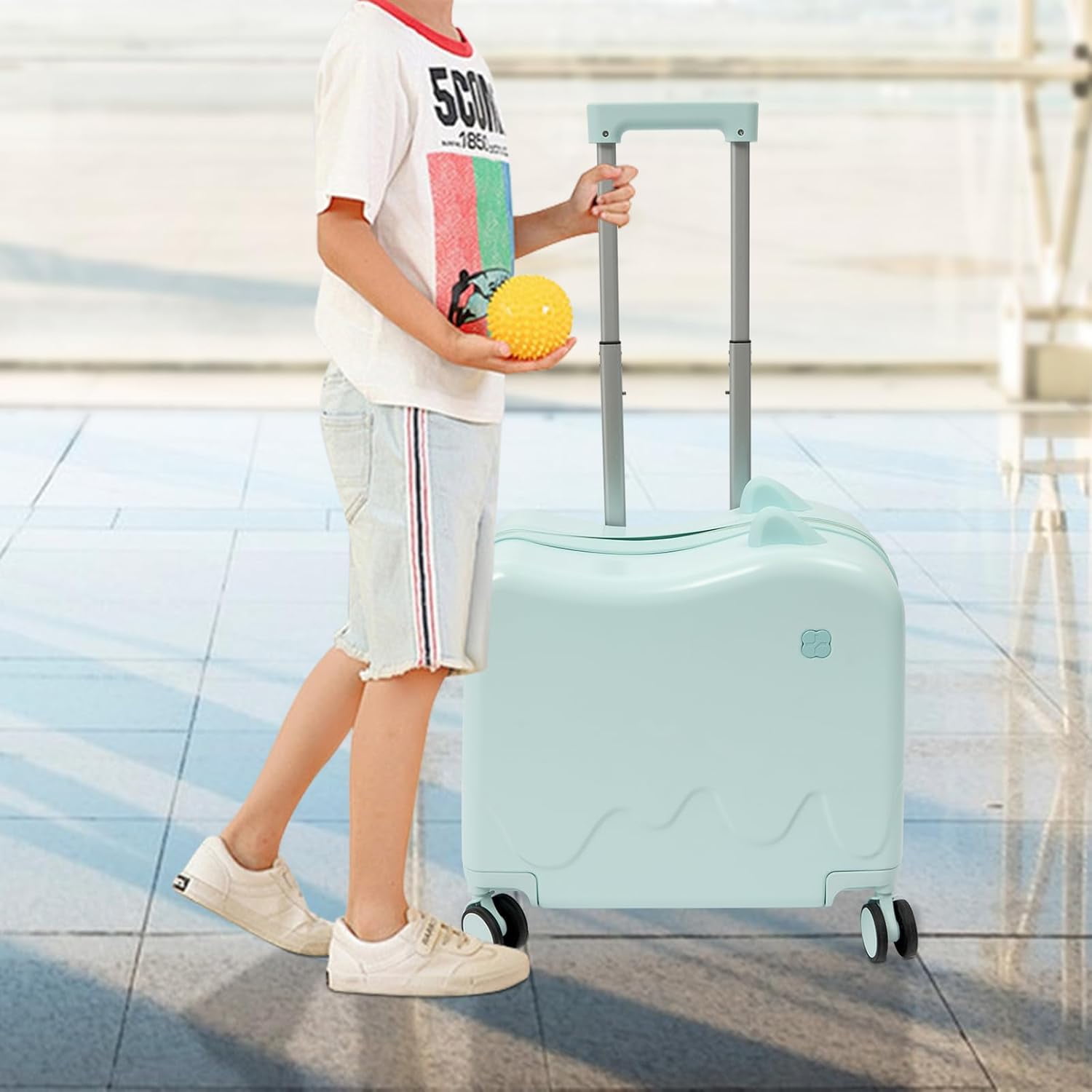 18" Kids Carry On Luggage Ride-On Kids' Suitcase with Double Spinner ...