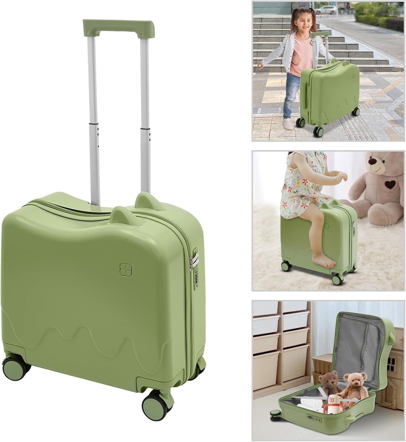 18" Kids Carry On Luggage Ride-On Kids' Suitcase with Double Spinner ...