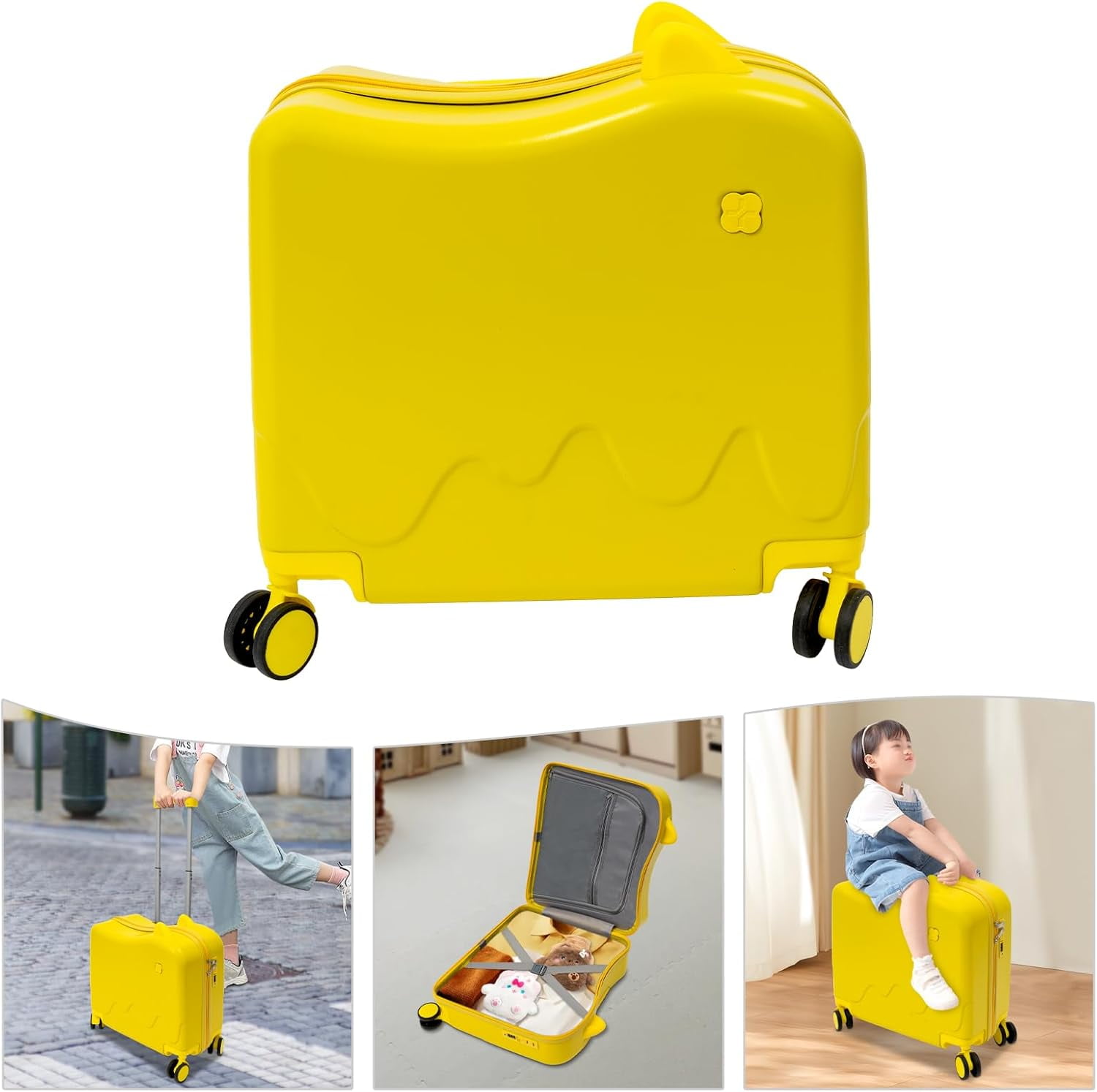 18" Kids Carry On Luggage Ride-On Kids' Suitcase with Double Spinner ...