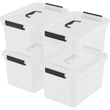Kekow 30L Large Transparent Plastic Storage Boxes with Latch, Pack of 4 ...
