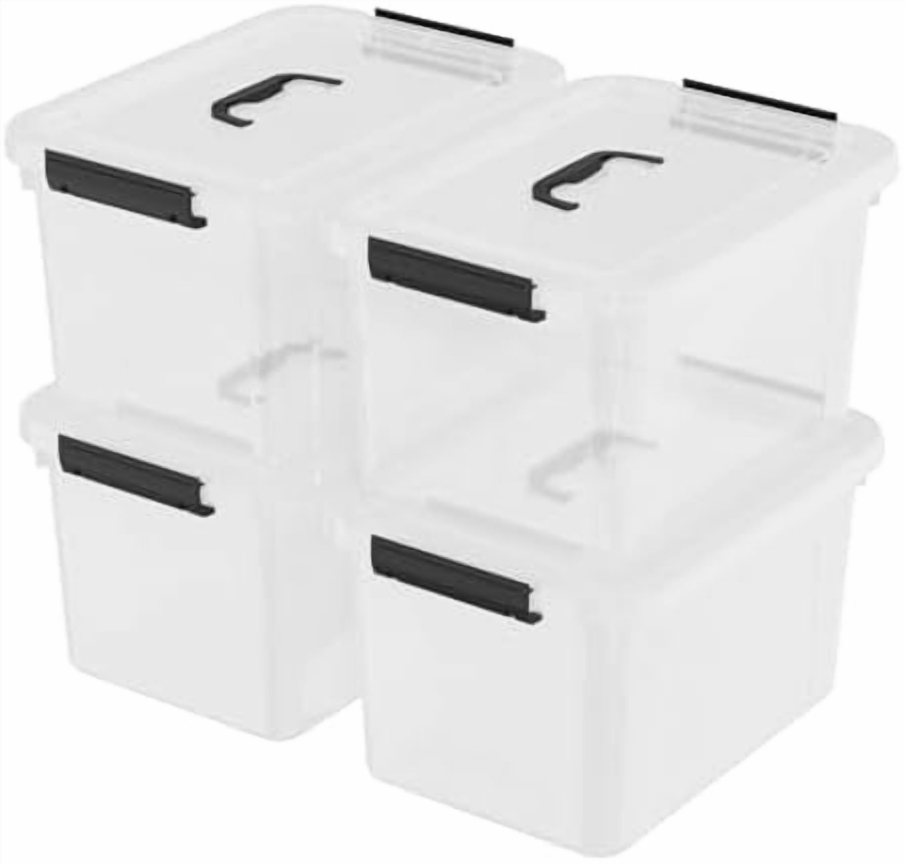 18 L Clear Latch Storage Bins with Handle, 4 Pack Plastic Storage Box ...