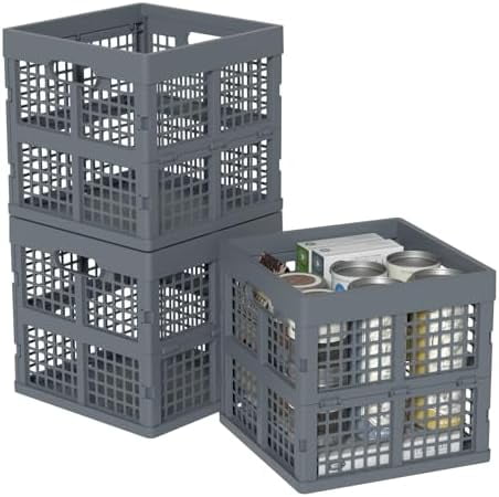 18 L Plastic Collapsible Crates, Stackable Folding Plastic Milk Crate ...