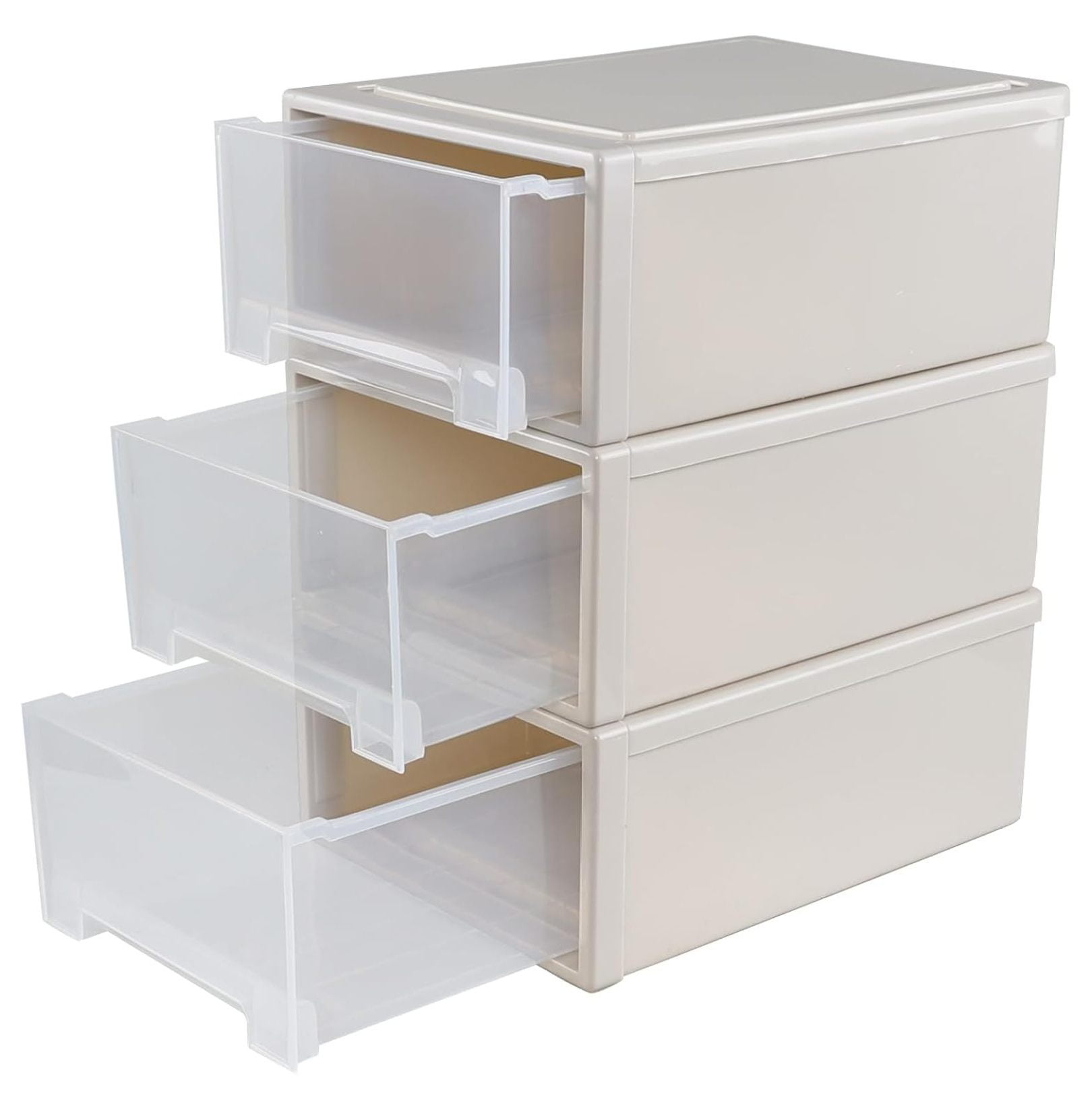 18 L Plastic Storage Drawer Unit, Stacking Desktop Drawer Boxes, 3 Pack ...