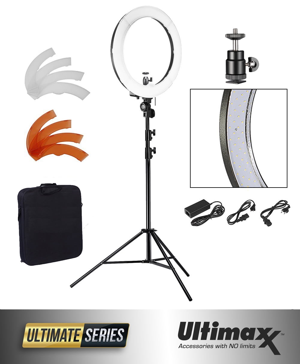 18" LED Ring Light Dimmable 5600K Lighting Video Continuous Light Stand ...