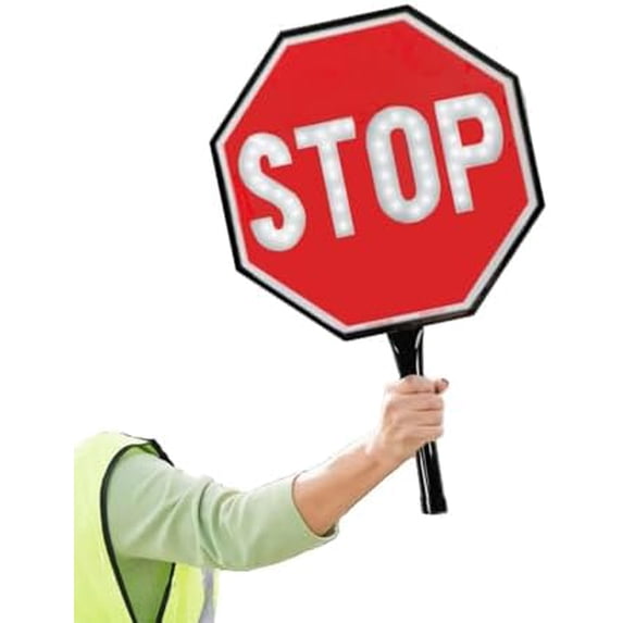 18" LED STOP STOP Paddle - Double-Sided Reflective Stop Sign with ...