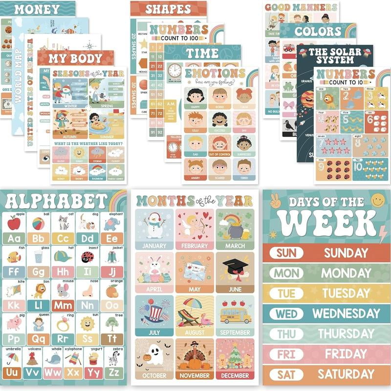 18 Laminated Educational Posters For Toddlers, Preschool Posters for ...