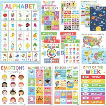 18 Laminated Educational Posters | Fun Learning Charts for Preschool ...