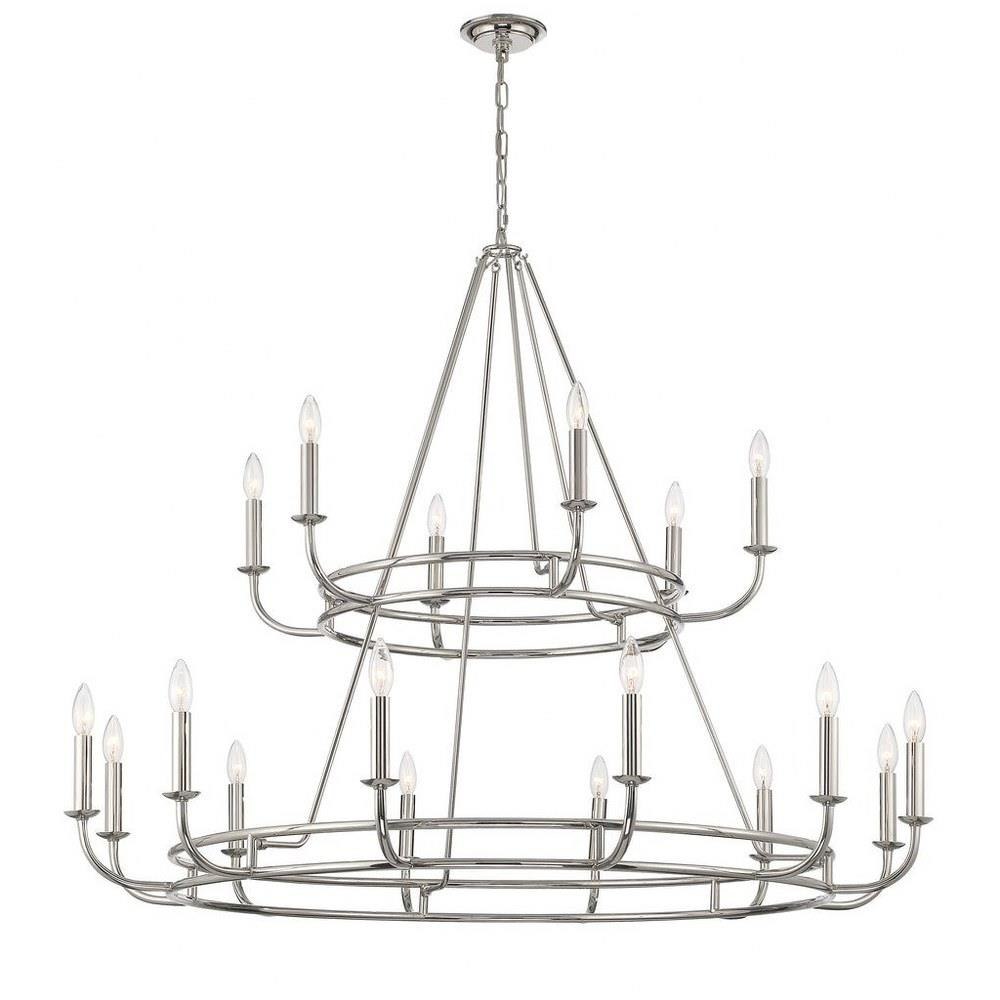 18 Light Chandelier-39 inches Tall and 48 inches Wide-Polished Nickel ...