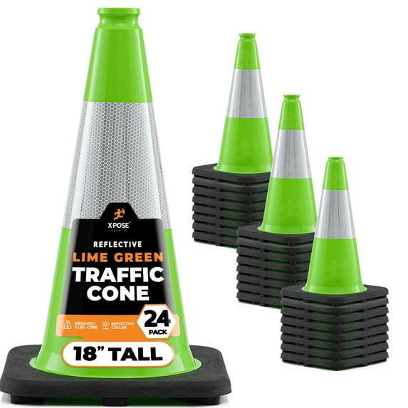 18” Lime Green Traffic Cone - 6