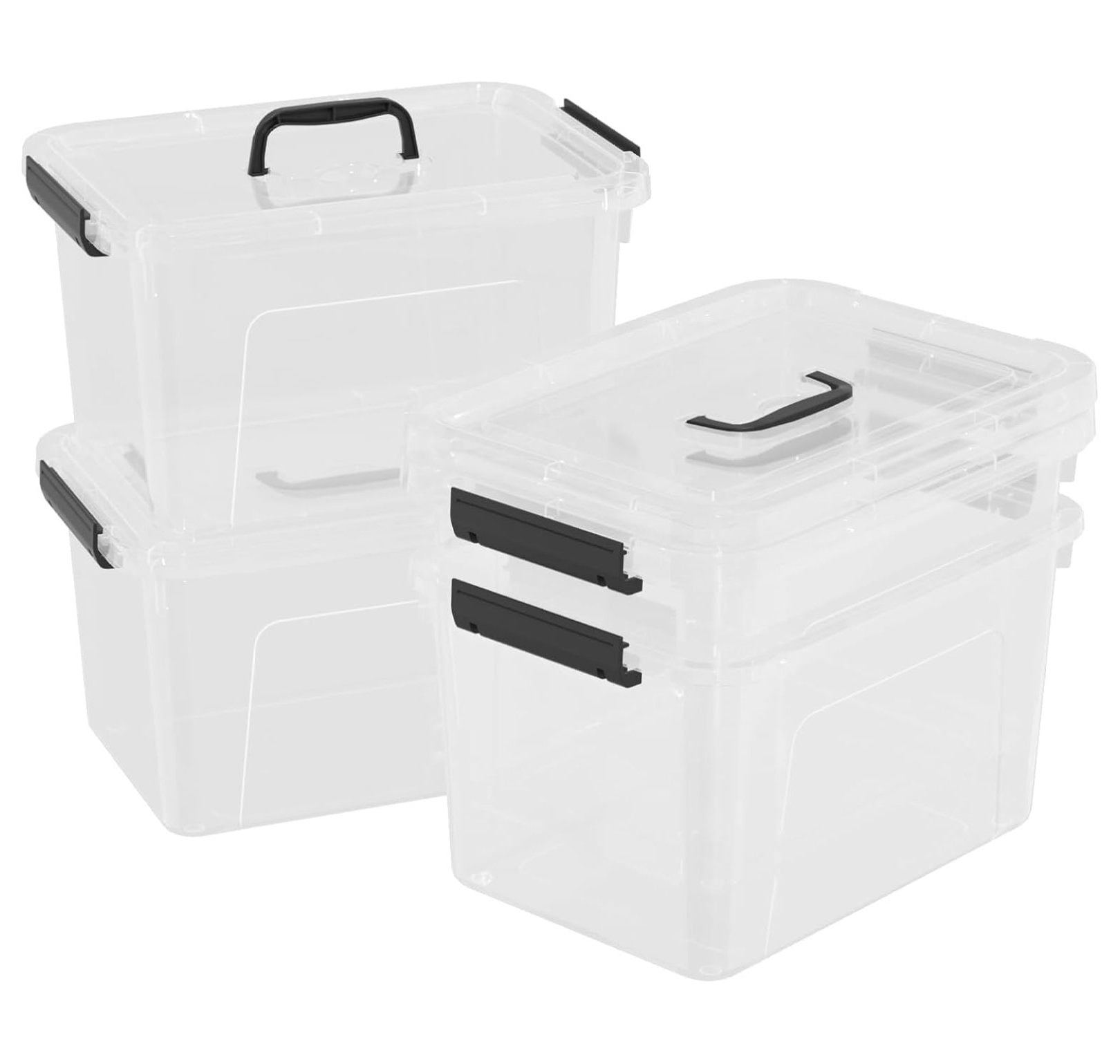 18 Liter Clear Plastic Box with Lid, 4-pack Clear Bins Totes for ...