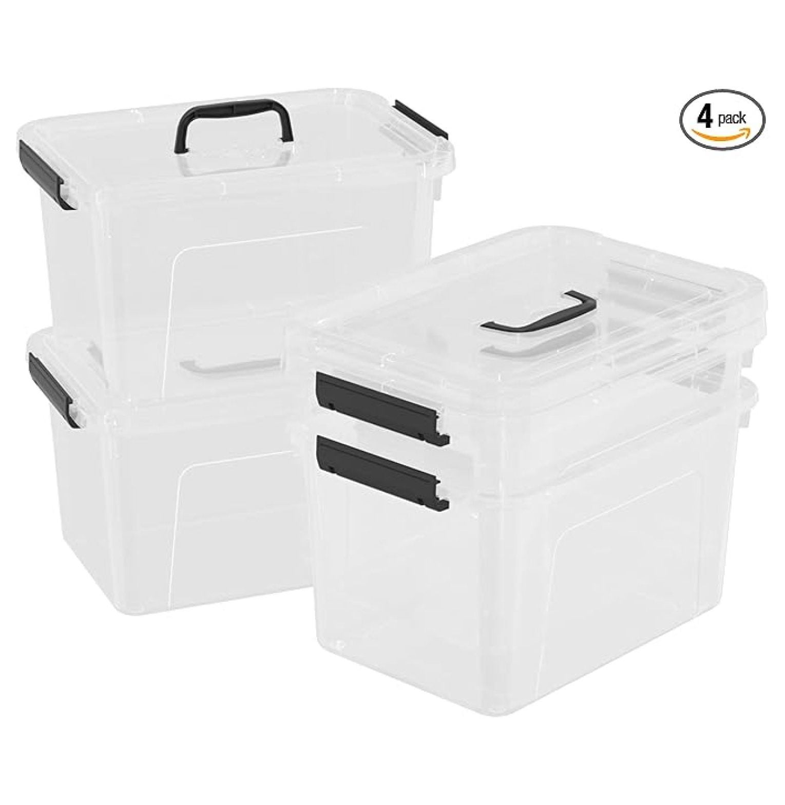 18 Liter Clear Storage Bins with Lids (4 Pack) - Plastic Storage Boxes ...