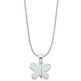 18" Long 1.1mm Rope Chain- Lab Created White Opal Butterfly Pendant ...