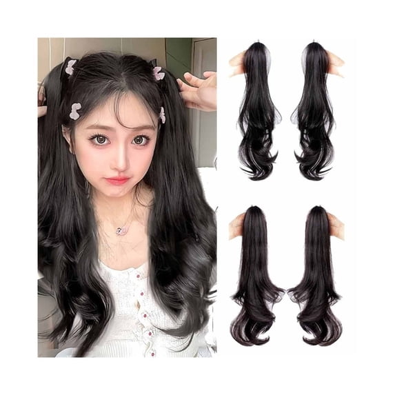18" Long Claw Clip in Ponytail Hair Extensions Natural Soft Synthetic ...