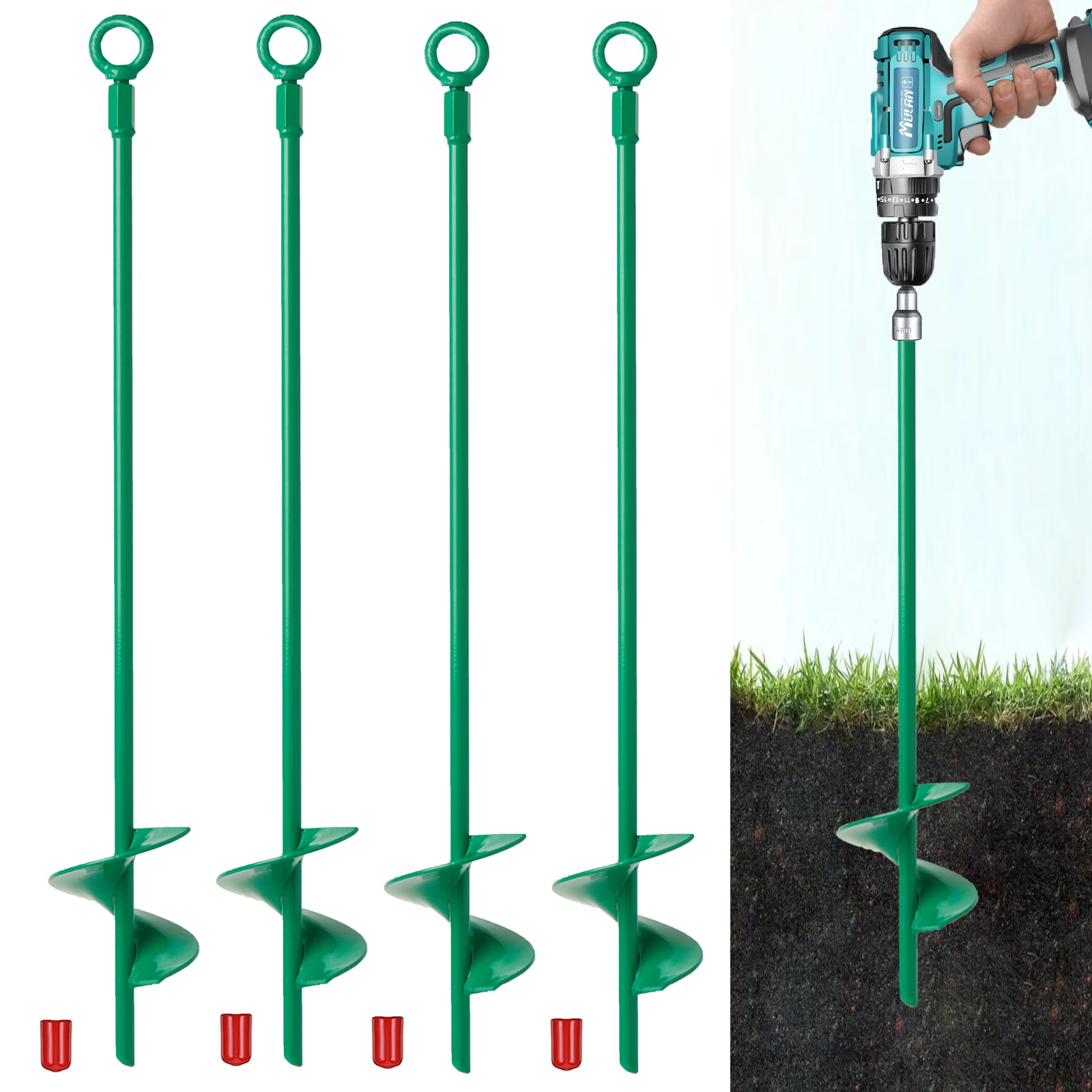 18" Long Ground Anchor Kit 4 Pack, Extended Helix Earth Anchor, Shed ...