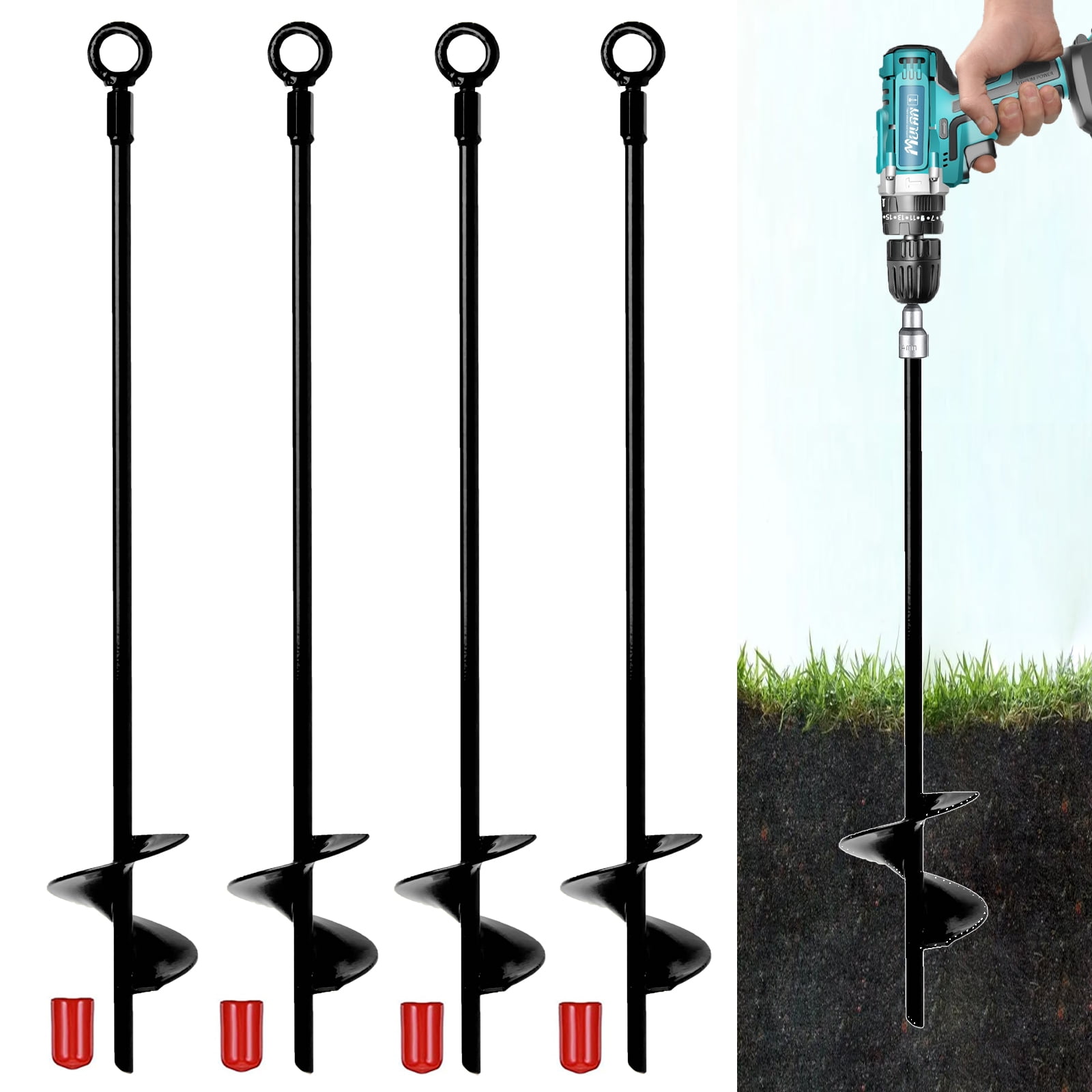18" Long Ground Anchor Kit 4 Pack, Extended Helix Earth Anchor, Shed ...