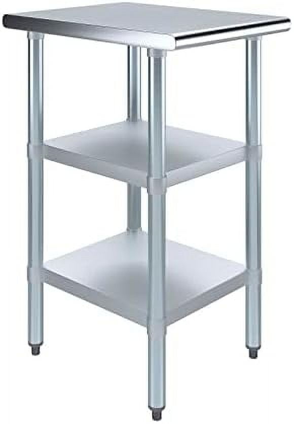 18" Long X 24" Deep Stainless Steel Work Table with 2 Shelves | Metal ...