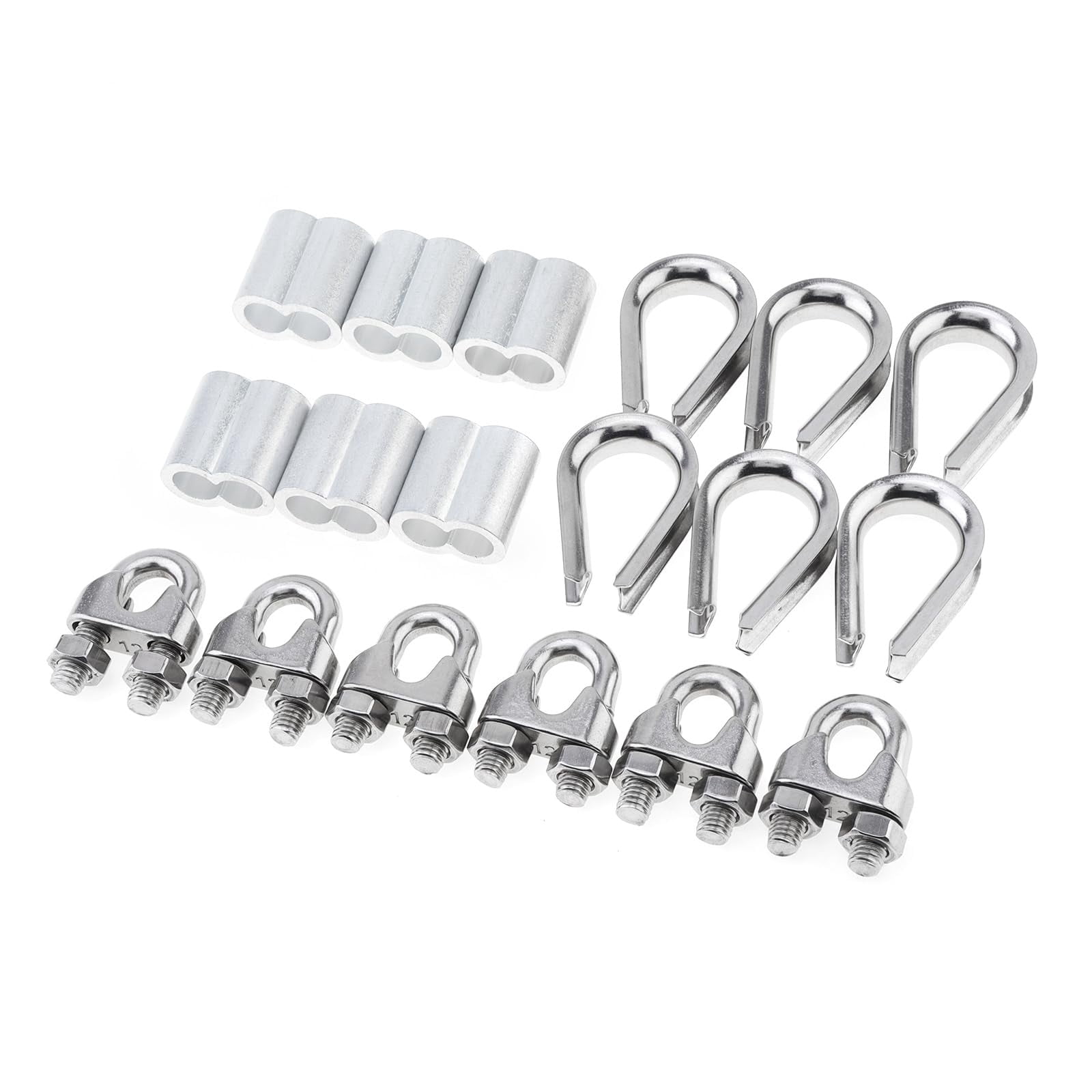 18 M12 Stainless Steel Wire Rope Clamp Thimbleortment Kit 1/2" Cable ...