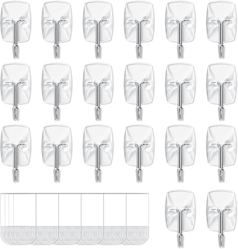 18 Medium Hooks+24 Removable Strips, White Utility Hooks, Heavy Duty ...