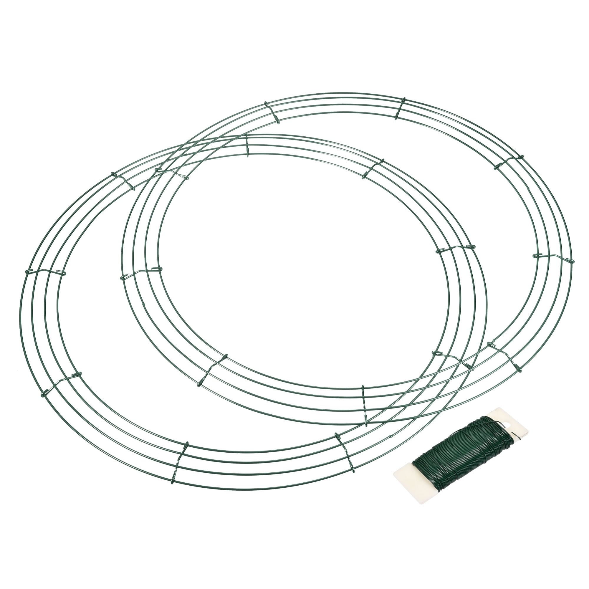 18" Metal Wire Wreath Frame 2 Pack with 1 Roll Flexible Paddle Wire ...