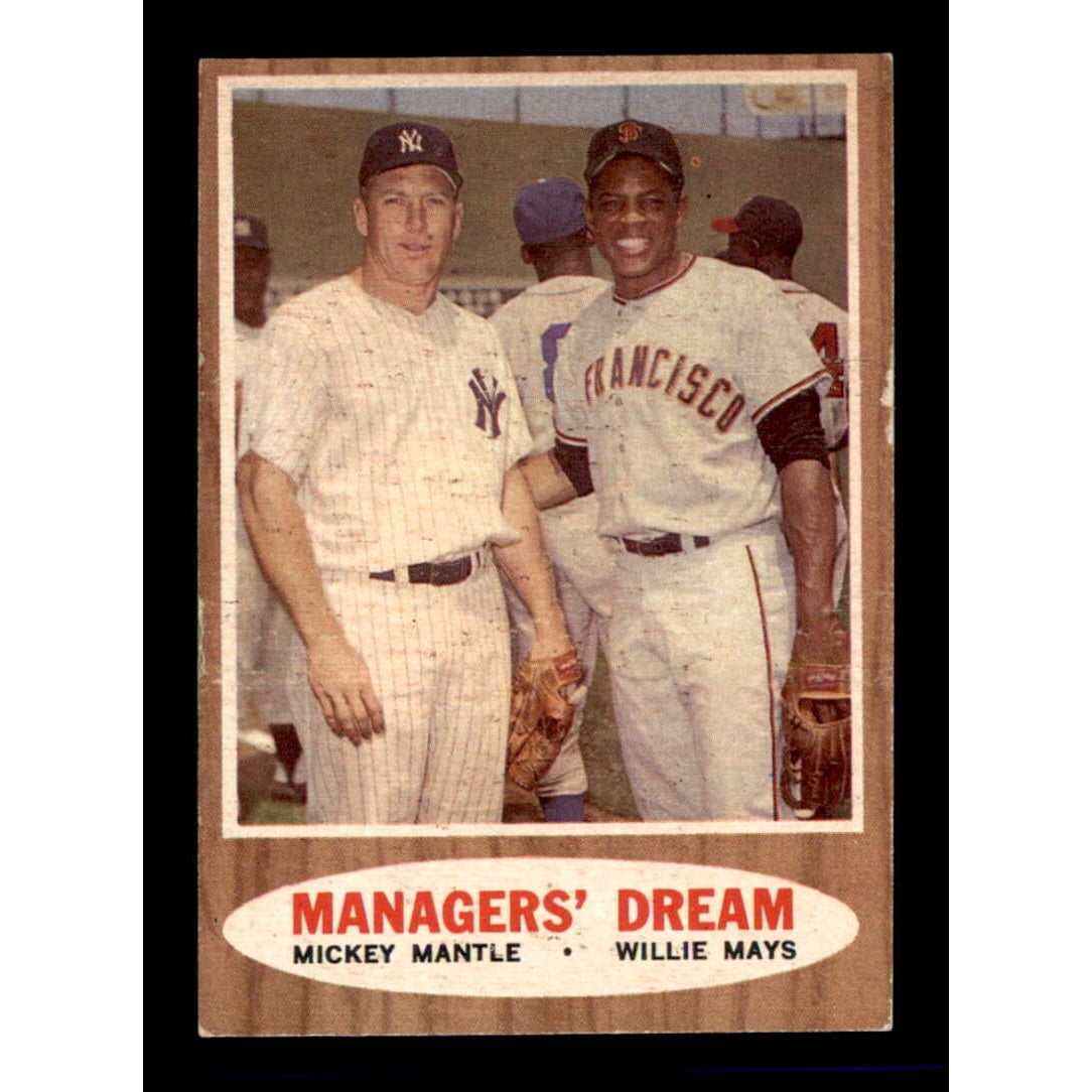 #18 Mickey Mantle/Willie Mays Managers Dream HOF - 1962 Topps Baseball ...