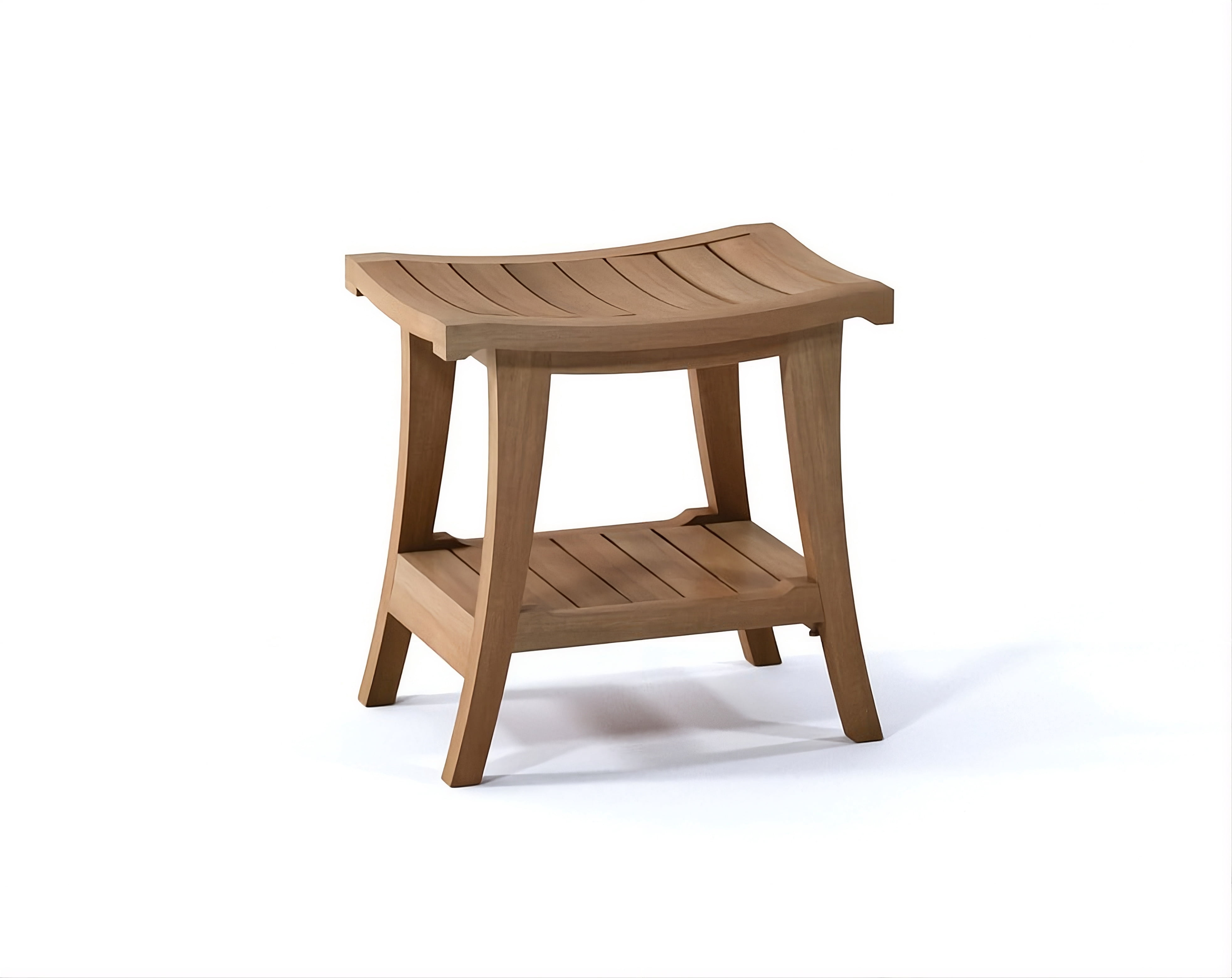 18" Milan Luxury Solid Teak Wood Shower Bench with Shelf - Walmart.com