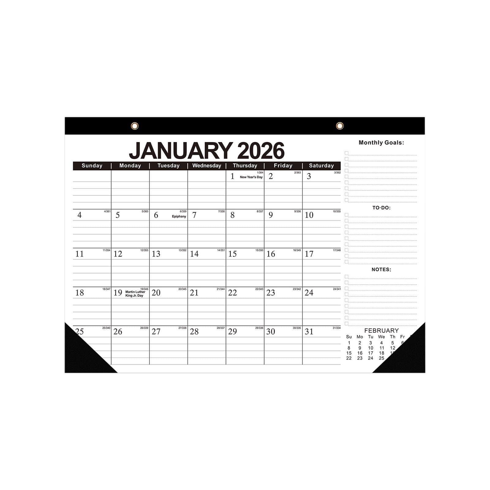 18-Month 2025-2026 English Desktop Calendar With Countdown Feature And ...