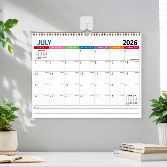 18-Month Wall Calendar, Paper Monthly Planner July 2026 To December ...
