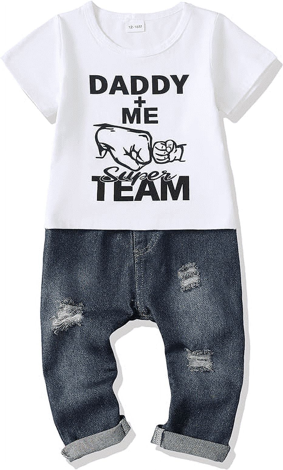 Boy Clothes Summer Toddler Boy Outfits White T-Shirt Denim Ripped Pants ...