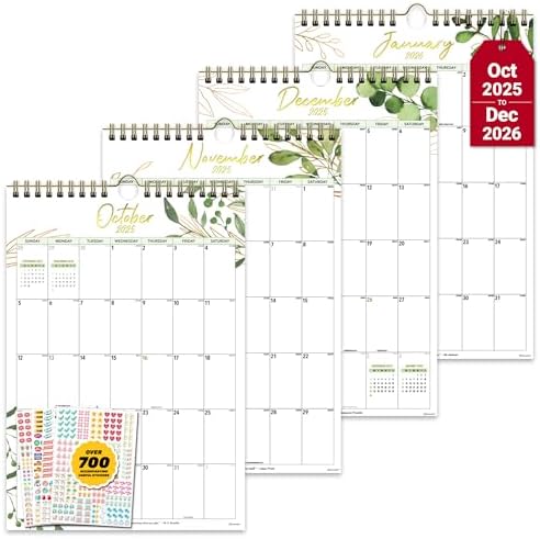 18 Months Gold-Foiled Greenery Academic Hanging 2025 Calendar Wall July ...