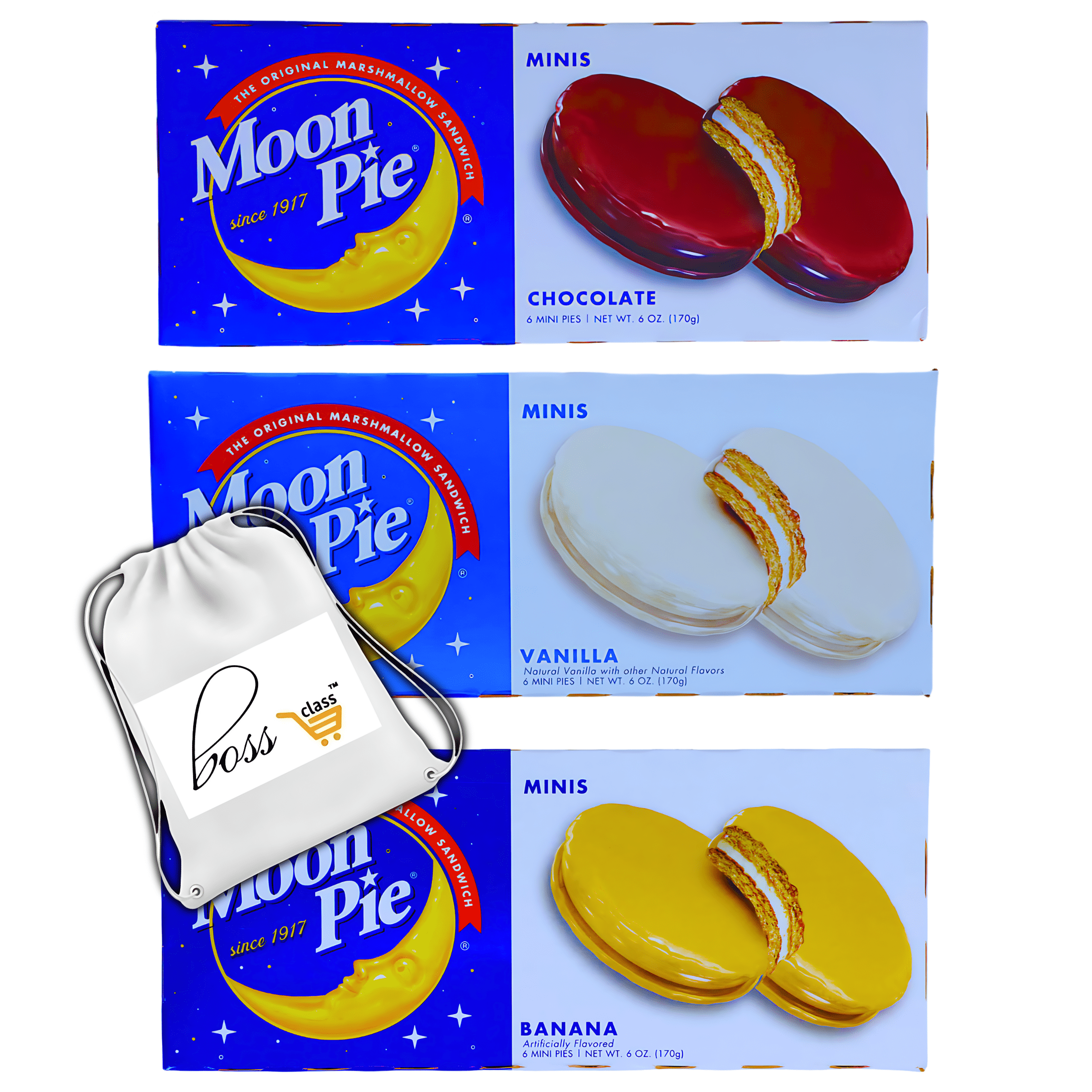 (18) MoonPie Minis Variety Pack - Chocolate, Vanilla, Banana Classic ...