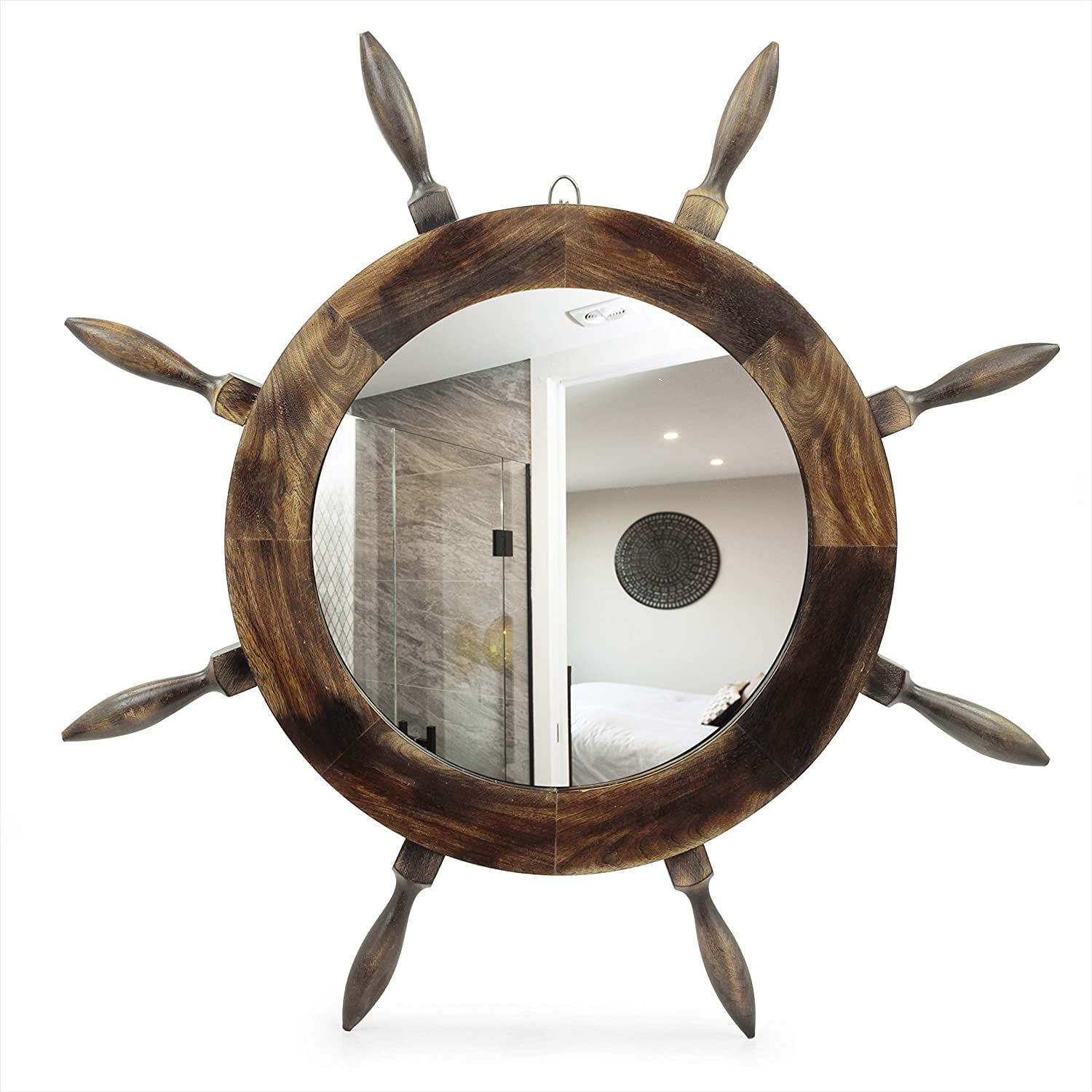 18" Nautical Mirror | Round Mirror | Wooden Mirror | Home Décor | Wall ...
