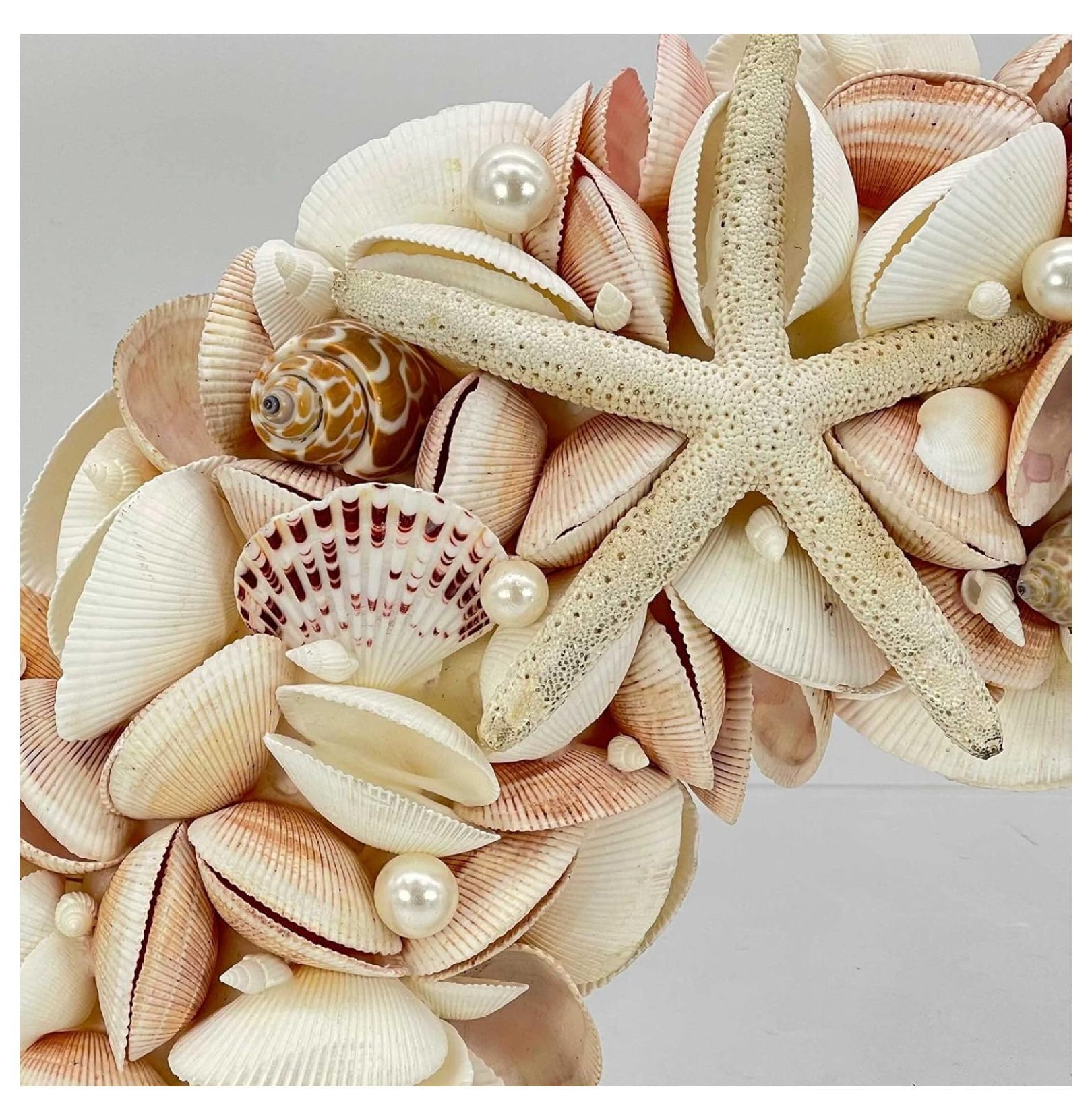 18" Nautical Seashell Wreath, | Coastal Beach Floral Home Decor Indoor ...