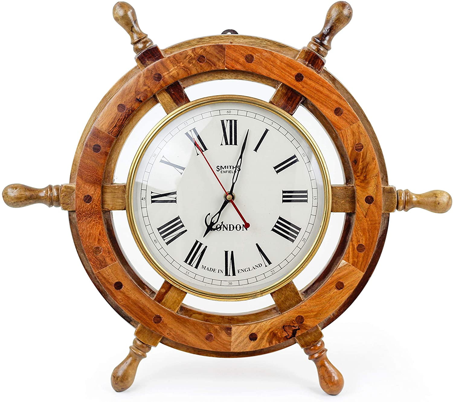 18" Nautical Ship Wheel with 8" Quartz Clock | Pirate's Home Decor ...